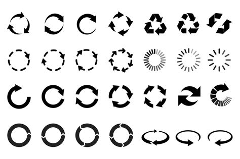 Circular Arrows Mega Set Elements In Flat Design Bundle Of Circle Motion Refresh Repeat