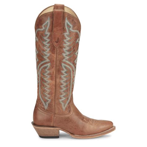 Justin Boot Company Women`s Evelyn Brown Barnwood 15in Top Cowgirl Boo