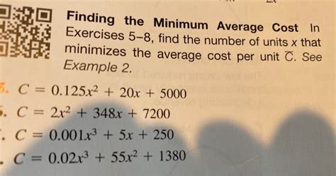 Solved Finding The Minimum Average Cost In Exercises Chegg
