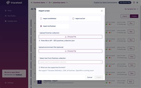 Importing Tests From Postman Tracetest Docs