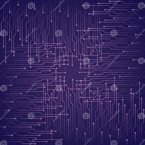 Abstract Technological Purple Background With Elements Of The Microchip Stock Vector