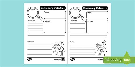 Dictionary Detective Worksheet Twinkl
