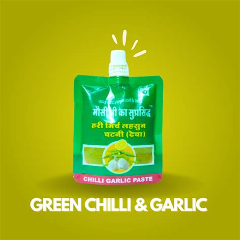Green Chilli And Garlic Paste ढेचा Jain Grih Udyog