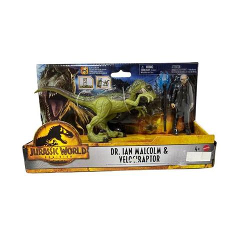 Dr Ian Malcolm E Velociraptor Dinossauro Boneco Filme Jurassic World