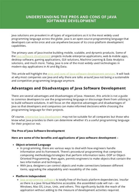 Understanding The Pros And Cons Of Java Software Development PDF