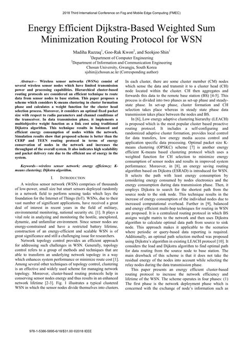 Pdf Energy Efficient Dijkstra Based Weighted Sum Minimization Routing