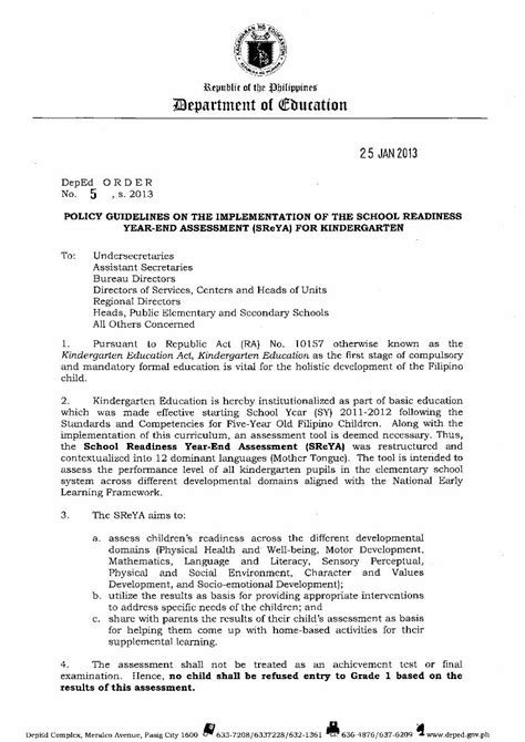 Pdf Deped Order No 5 S 2013 Policy Guidelines On The