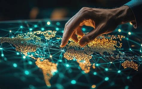 Interactive Digital Map With Hand Exploring Global Connections Premium Ai Generated Image