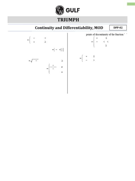 Continuity And Differentiability Mod Dpp 02 Of Lec 03 Pdf Mathematical Concepts Calculus