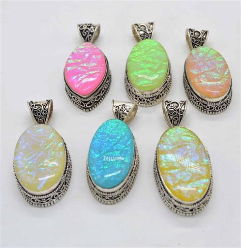 100 Multicolor Assorted Mix Gemstone Silver Plated Pendant Size 15