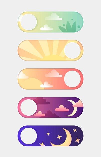 Premium Vector Day And Night Mode Switcher On And Off Toggle Buttons For Phone Screens Ux Ui