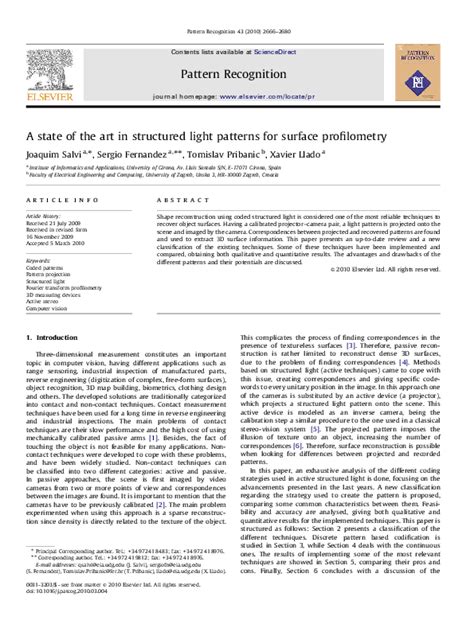 Pdf A State Of The Art In Structured Light Patterns For Surface