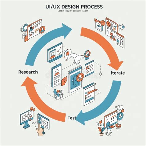 Ui Ux Design Process Diagram Featuring A Circular Layout With Five
