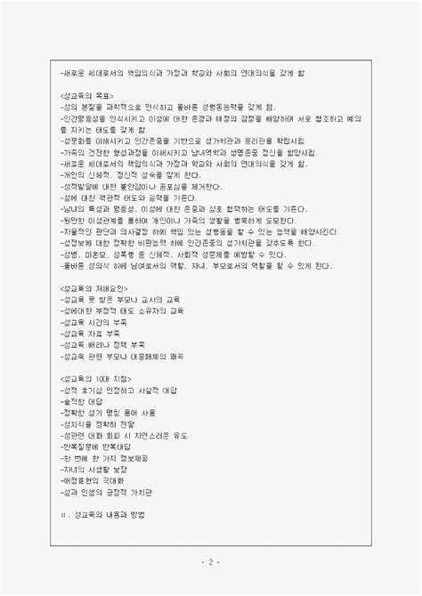 성교육의 목적과 필요성 및 시기별 성교육의 내용과 방법 올바른 성교육의 방향