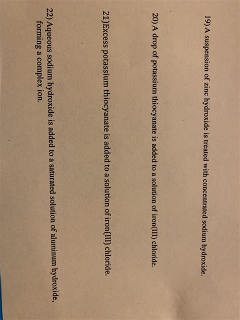 Solved Write Net Ionic Equations For The Formation Of The Chegg Com