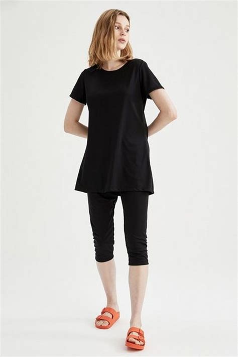 Defacto Badeanzug Damen Badeanzug 2 Tlg Burkini Set Regular Fit