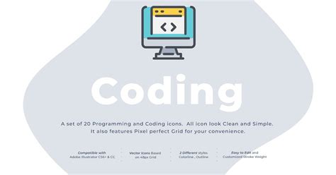 20 coding icon set by justicon on envato elements