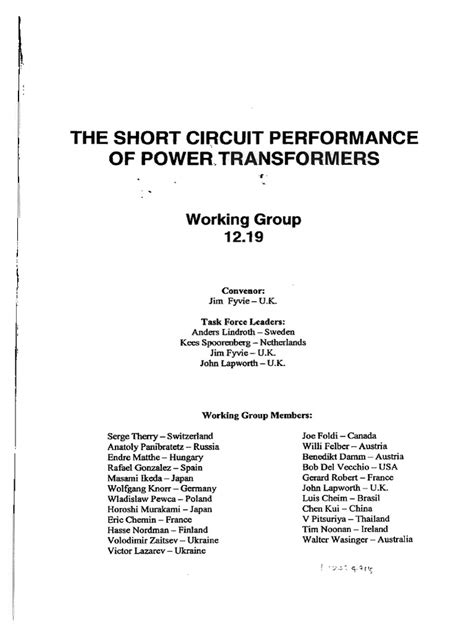 209 The Short Circuit Performance Of Power Transformers Pdf
