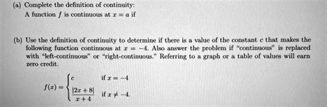 complete the definition of continuity function f is continuous at use