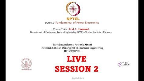 Pmrf Nptel Live Session 2 Fundamentals Of Power Electronics Youtube