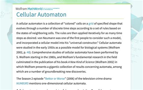 Cellular Automaton From Wolfram Mathworld