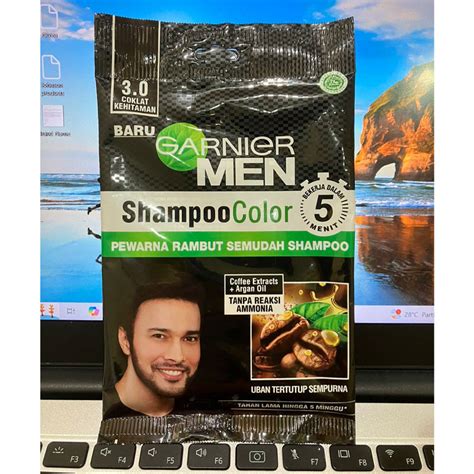 Garnier Men Shampoo Color Hair Dye 10ml 1 Hitam Alami 3 Coklet