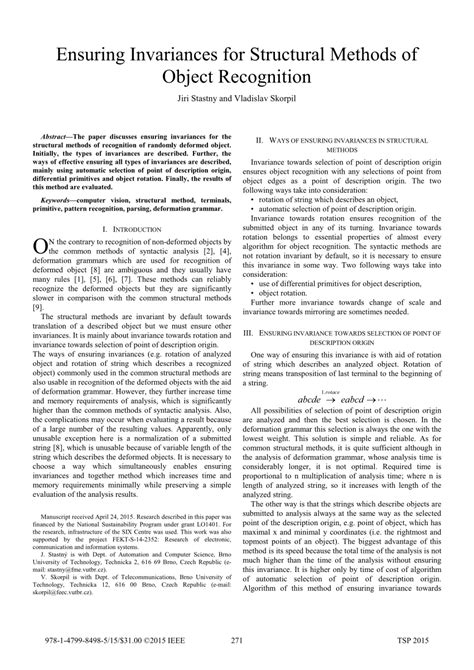 Pdf Ensuring Invariances For Structural Methods Of Object Recognition