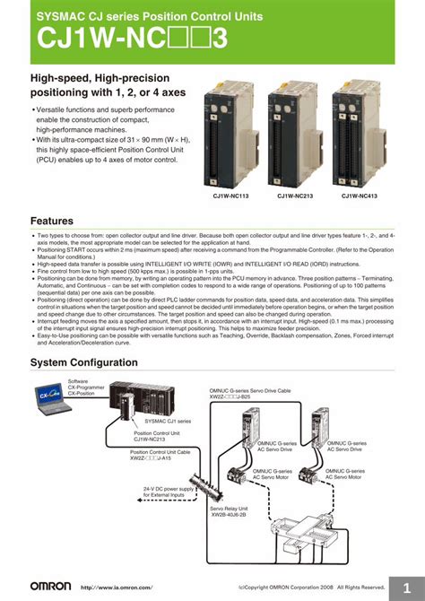 pdf sysmac cj series position control units cj1w nc 3 · sysmac cj