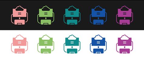 흑백 배경에서 격리된 클라우드 데이터베이스 아이콘을 설정합니다 클라우드 컴퓨팅 개념 데이터 전송이 있는 디지털 서비스 또는 앱입니다 벡터 개념에 대한 스톡 벡터 아트 및