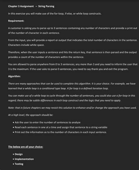 Solved Chapter 3 Assignment String Parsing In This