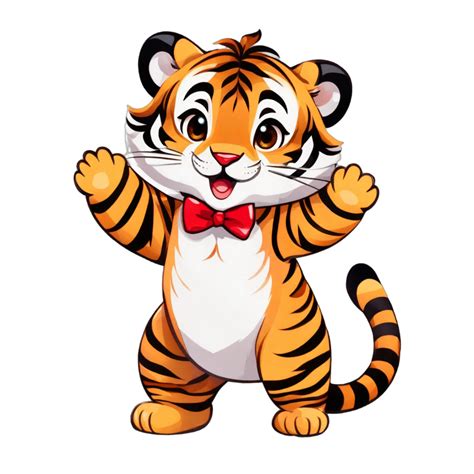 Ai Generated Minimal Cute Tiger Cartoon Characters Isolated On