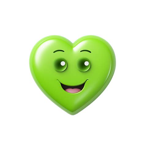 Happy Green Heart Smiley Face Emoji Love Cute 55080733 Png