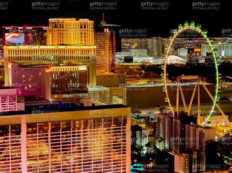 Amazing Night Landscape To Las Vegas Strip From The Eiffel Tower At