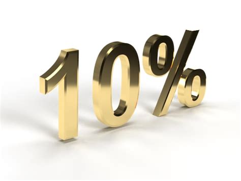 Premium Psd Gold Number 10 Percent Sign With A White Background