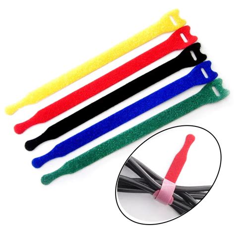 10pcs 20 150mm Adhesive Reusable Cable Ties Nylon Fastener Hook And Loop Strap Cord Ties PC TV