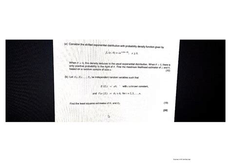 Solved A Consider The Shifted Exponential Distribution