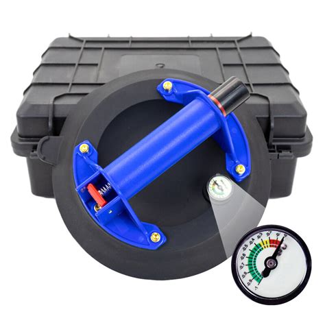 헤비 듀티 유리 흡입 컵 리프터 9 인치 700lbs 적재 용량 진공 흡입 컵 더 작은 압력 게이지 포함 핸드 리프팅 도구 취급 창고 및 운송 장비