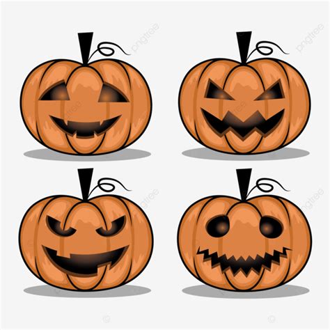 Cool Halloween Pumpkin Face Set Illustration Pumpkin Halloween Set Png And Vector With