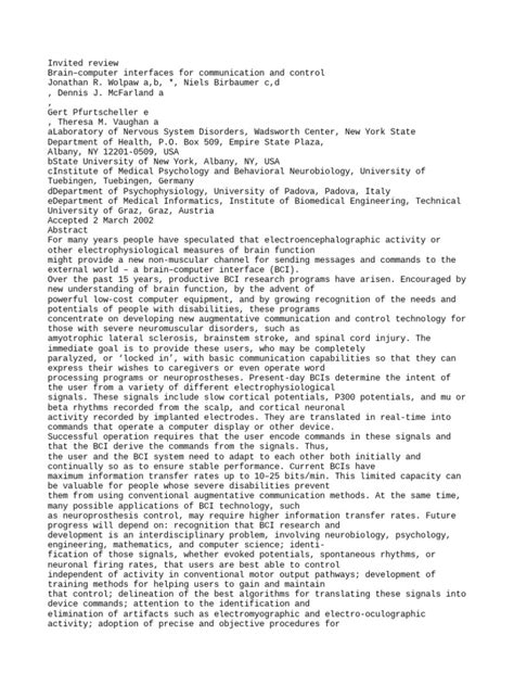 brain computer interfaces pdf electroencephalography neuroscience