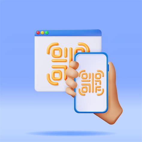 3d Qr Code Icon On Smartphone In Hand Render Modern Qr Code Symbol Online Shopping