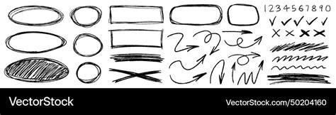 Grunge Charcoal Scribble Stripes Freehand Numbers Vector Image