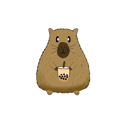 Premium Vector Capibara Drinks Bubble Tea