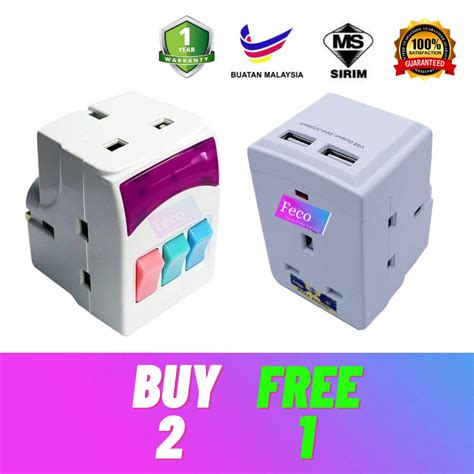 3 Way Adapter Switch 3way Adaptor 3way Sirim Adaptor Usb Extension Plug Adapter Adaptor