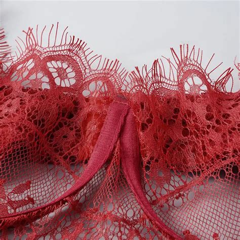 Сексуальный бюстгальтер Комплект женский красный кружевной бюстгальтер и трусики пэчворк бант