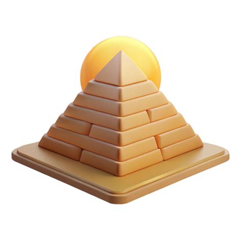 Pyramid Structure Sun Gold Blocks 3d Render Geometric Shapes Abstract Art Layered Design