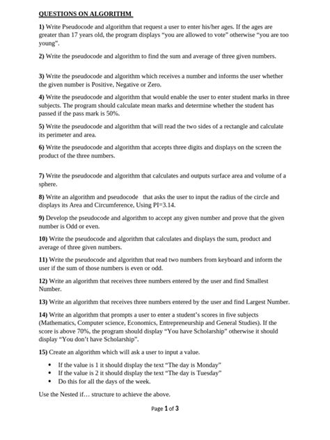 S4 Questions On Algorithm Pdf Area Algorithms