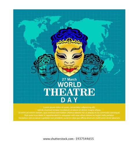 World Theatre Day Poster Banner Vector Stock Vector Royalty Free