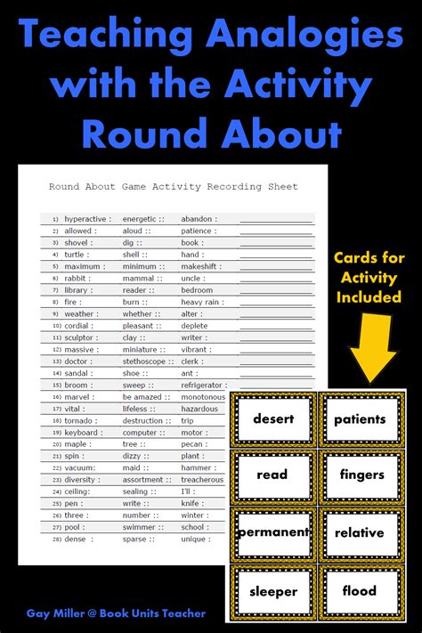 Analogies Activities Fun Activities Elementary Grades Upper
