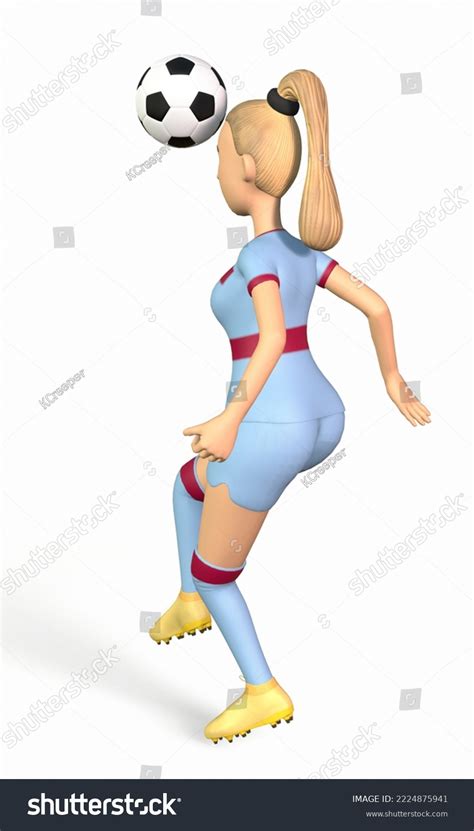 Football Player Girl Hits Ball Her Stock Illustration 2224875941