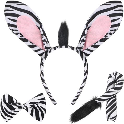 Evermarket 3 Pcs Zebra Costume Set Zebra Ears Headband